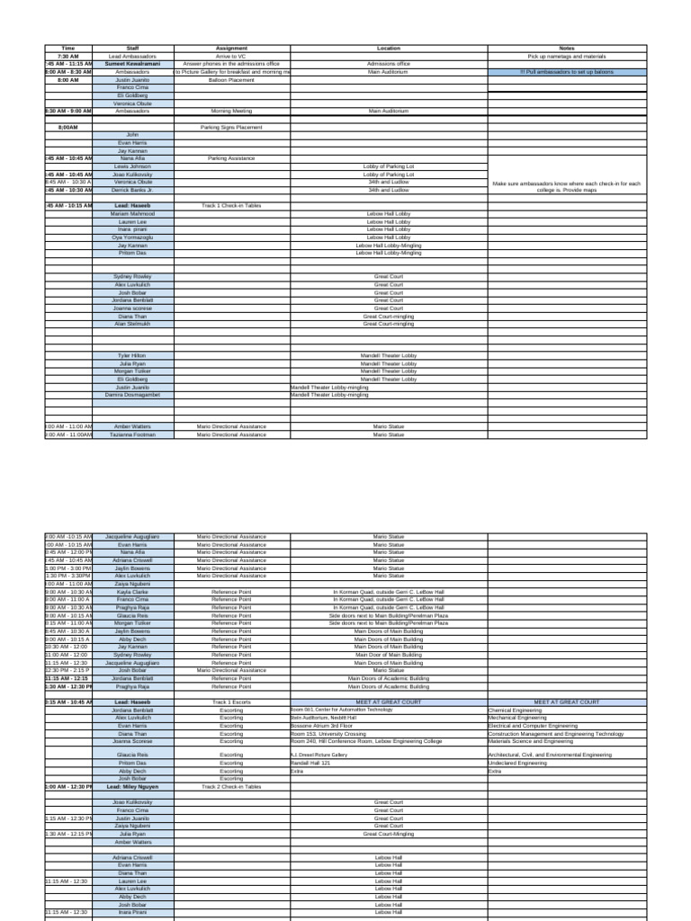 Master Staffing Fall OH 2023 SUNDAY - November 12 | PDF | Engineering