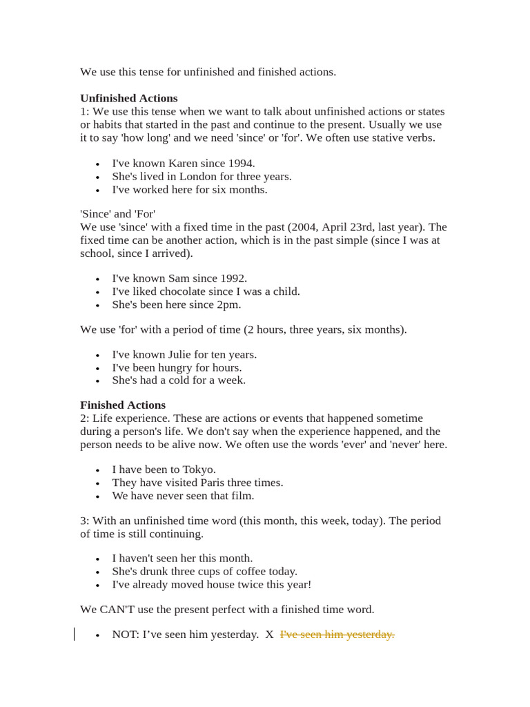 How To Use Present Perfect Simple Tense | PDF | Grammatical Tense | Grammar