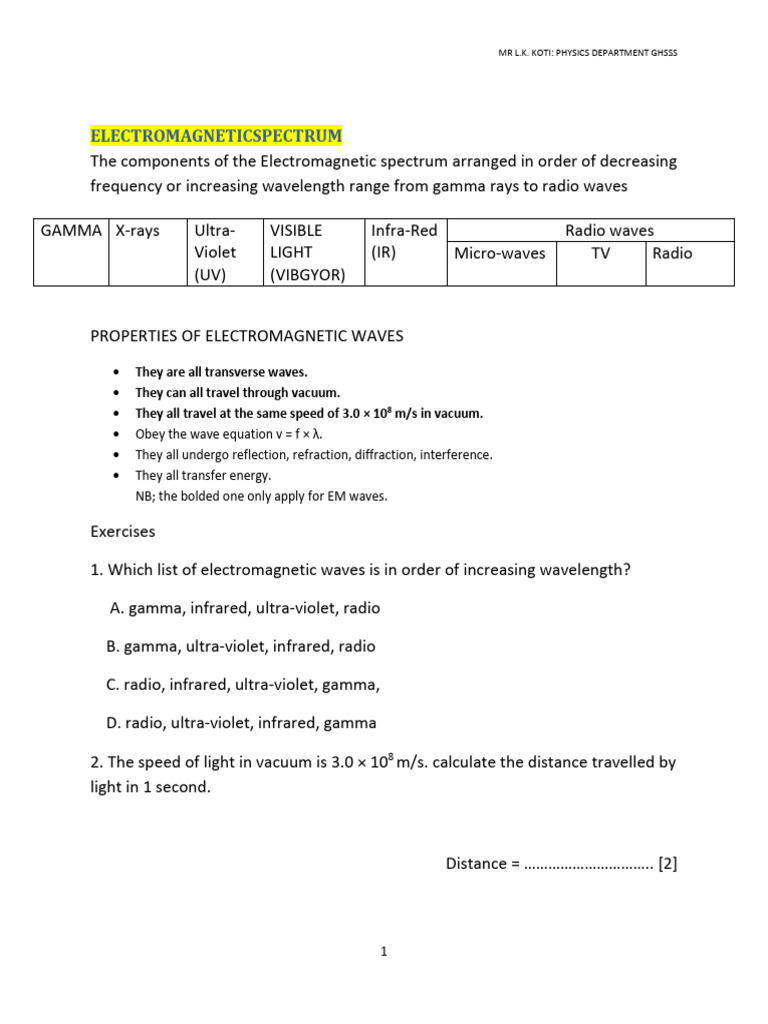 Electromagnetic Spectrum | PDF | Electromagnetic Radiation | Electromagnetic Spectrum