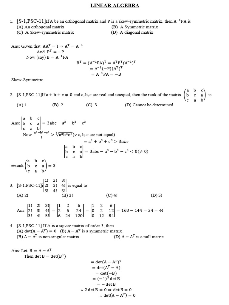 Linear Algebra Concepts and Problems | PDF | Eigenvalues And ...