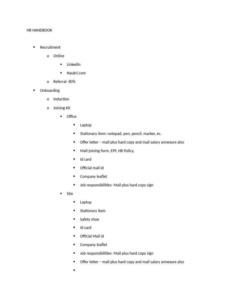 Comprehensive HR Handbook Overview | PDF