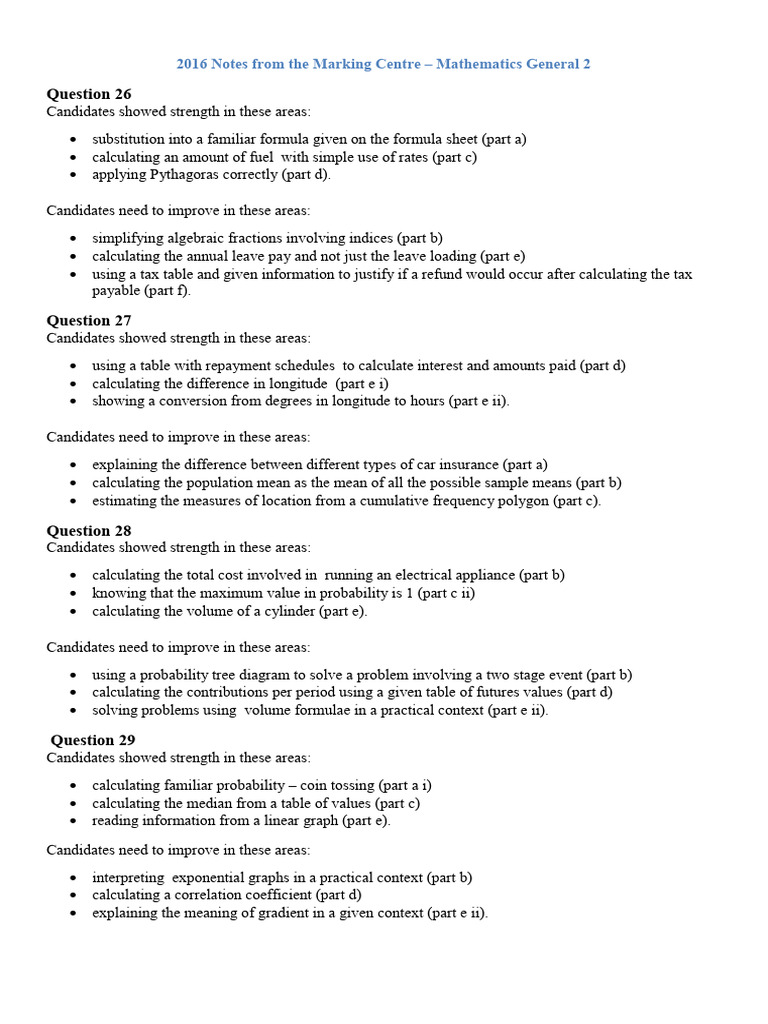 2016 Mathematics General 2 Exam Insights | PDF | Area | Mathematics