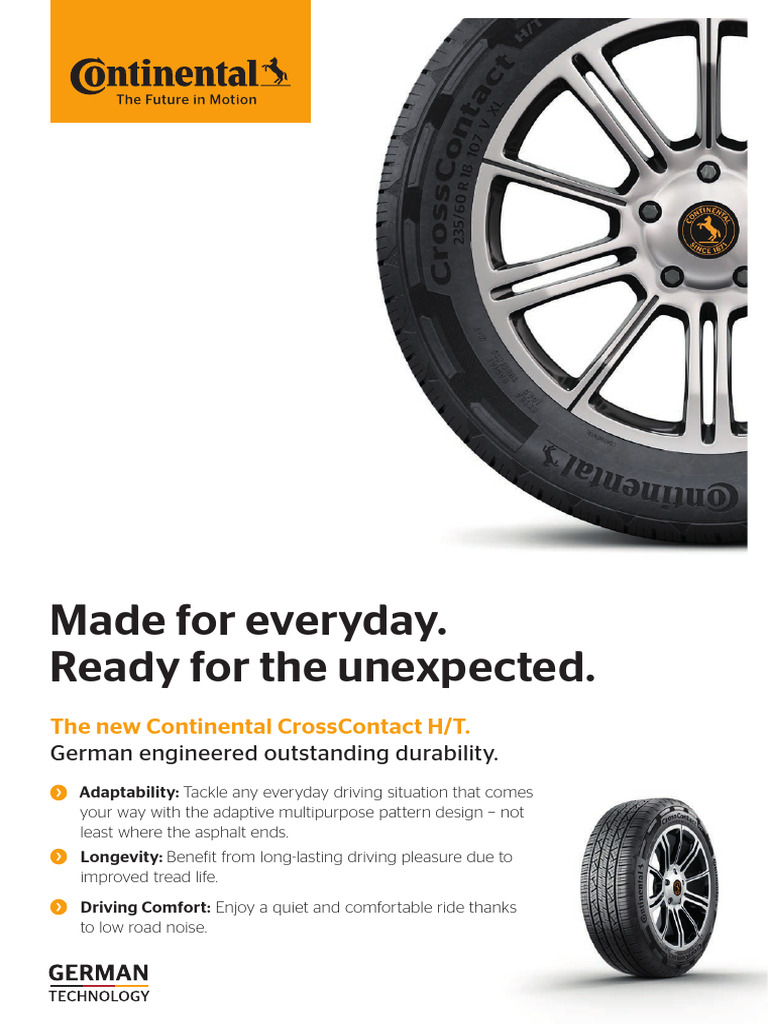 Continental CrossContact HT Factsheet | PDF | Tire | Vehicle Technology