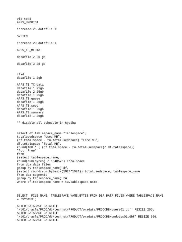 6.3 Increse Table Space | PDF