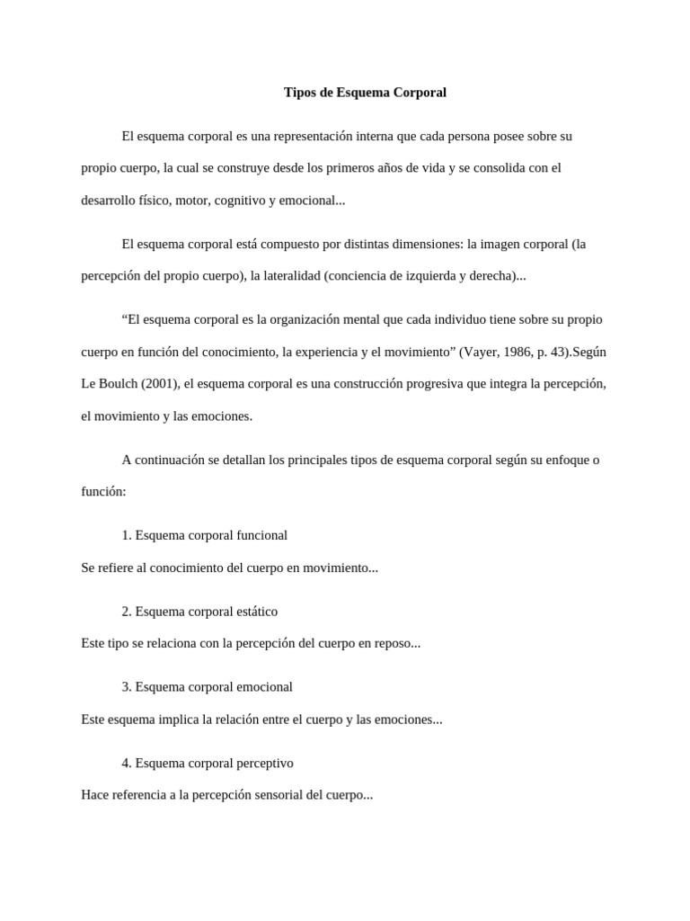 Tipos - de - Esquema - Corporal - Final (1) ..... | PDF | Las emociones | Percepción