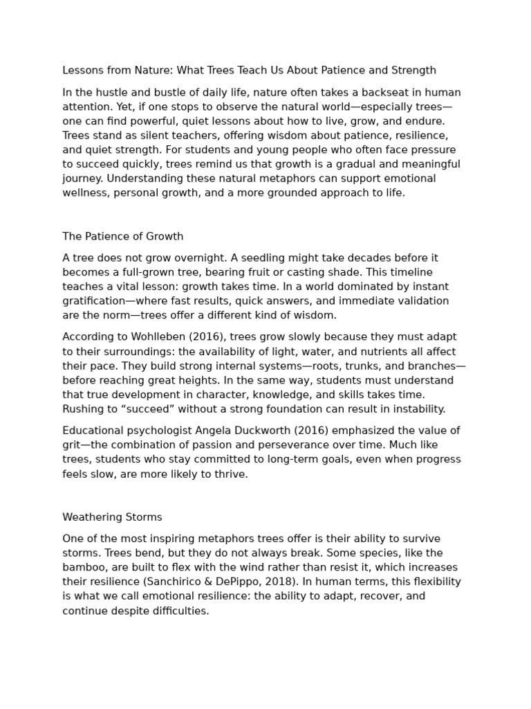 Lessons from Trees on Patience and Resilience | PDF | Trees ...