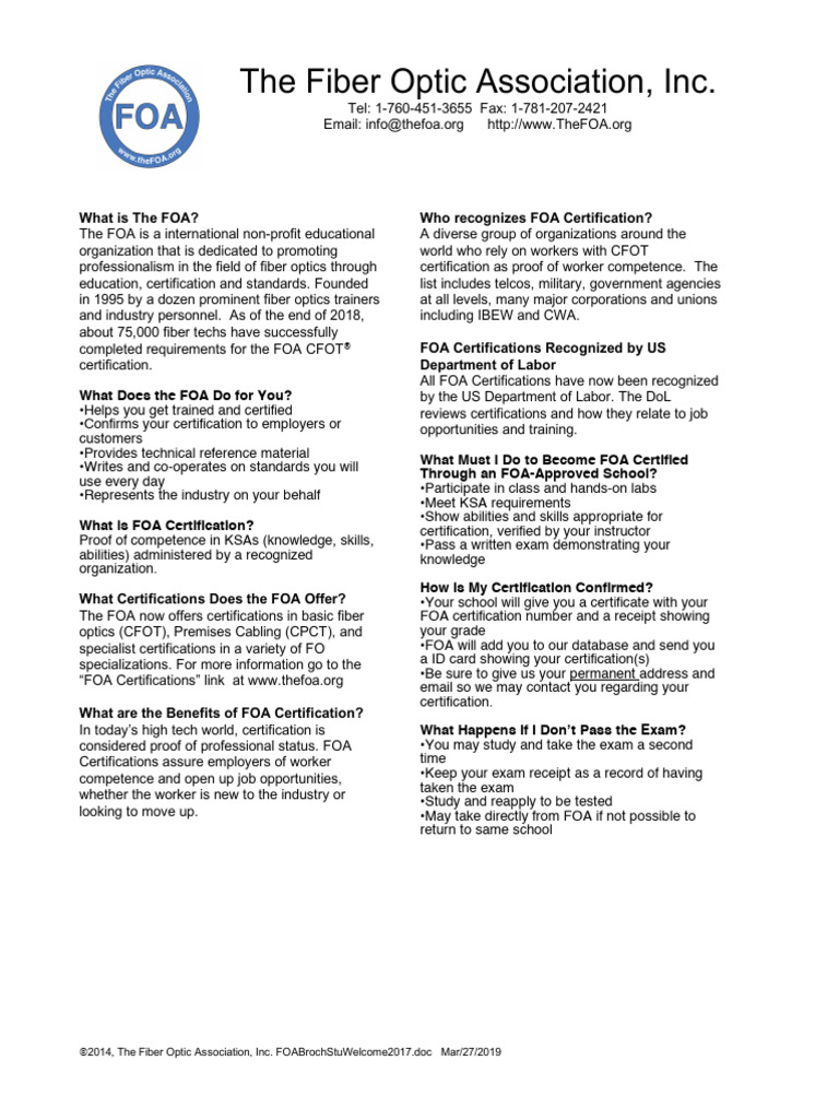 FOA Certification Renewal Process | PDF