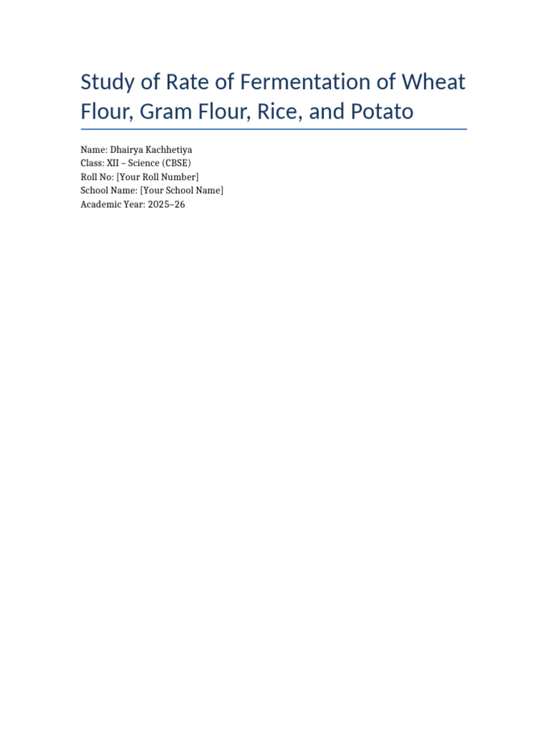 Fermentation Project 25pages | PDF