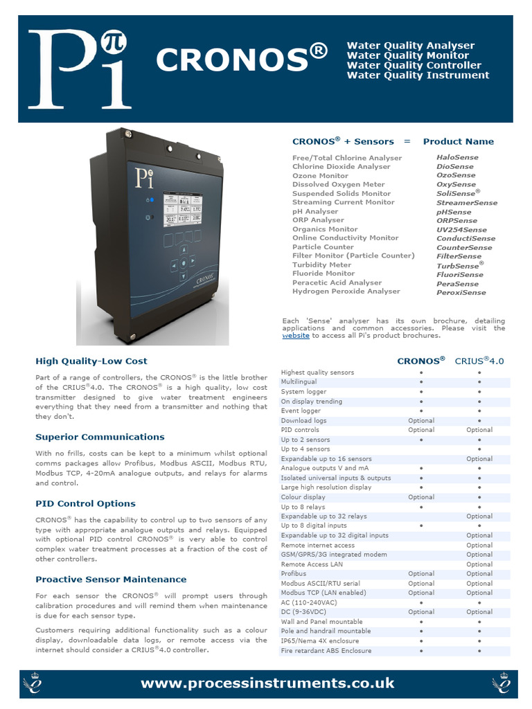 CRONOS® Water Quality Instrumentation | PDF | Water
