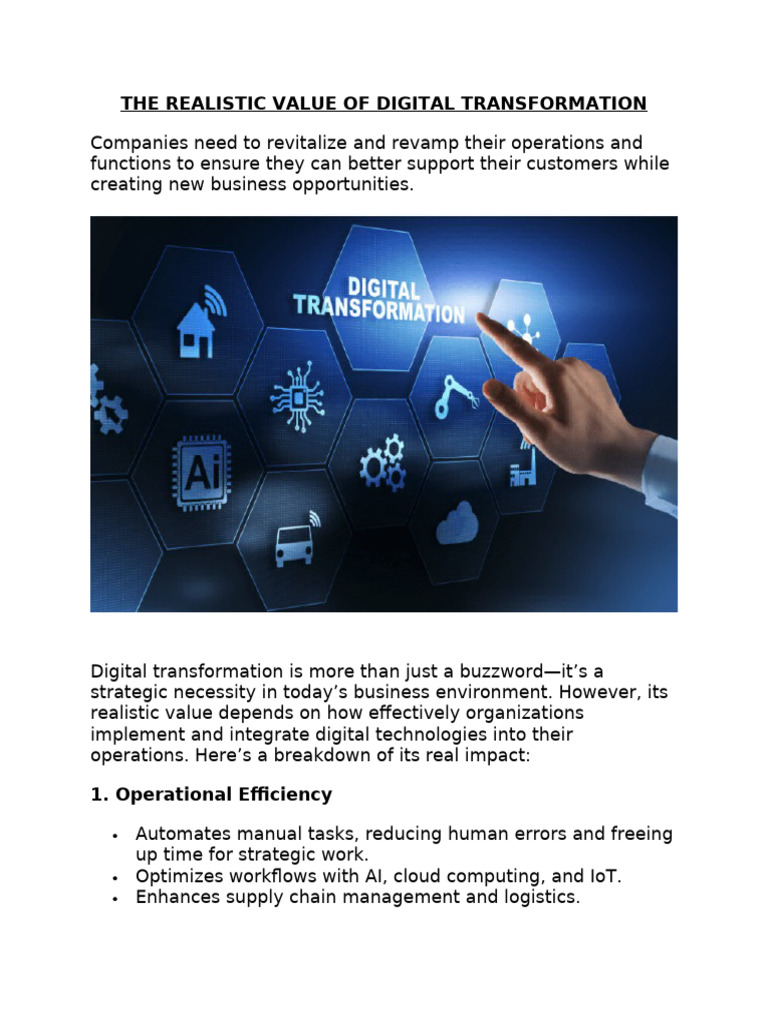 Realistic Value of Digital Transformation | PDF | Cloud Computing ...