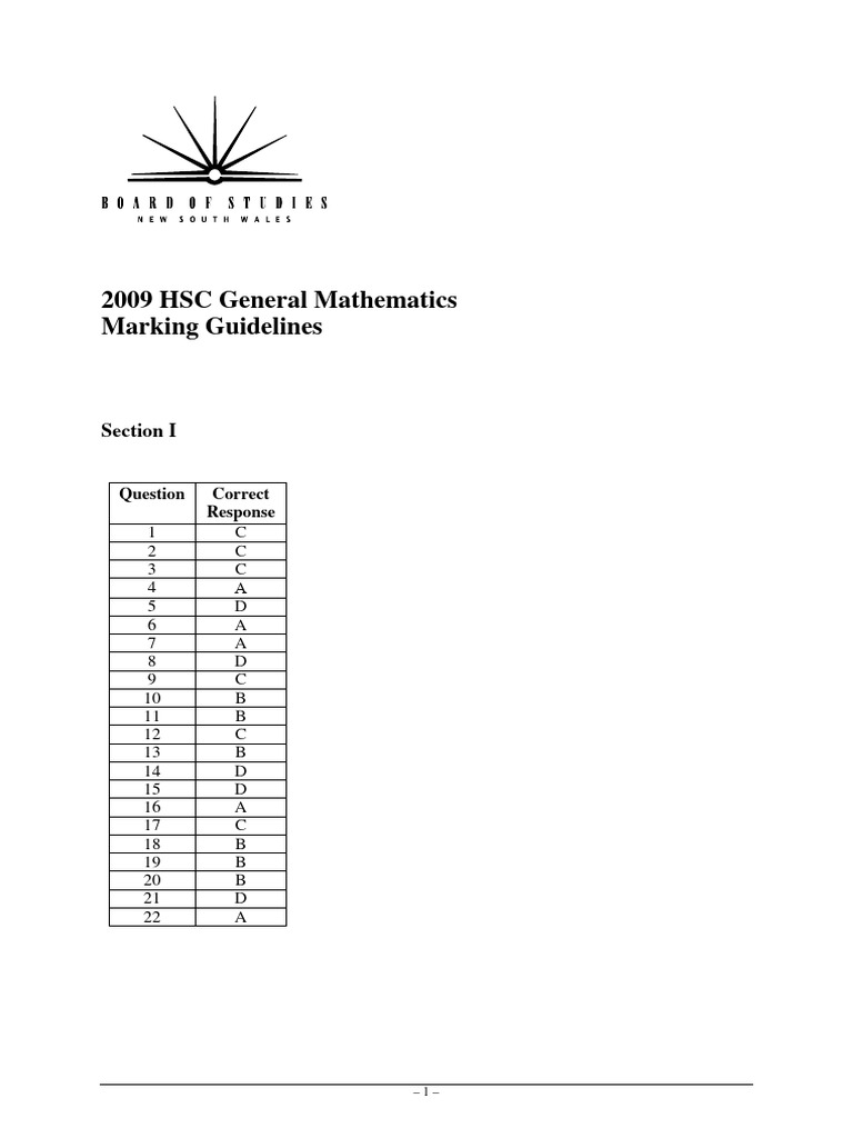 2009 Marking Guidelines - General Maths 2009 HSC - Marking Guidelines | PDF | Statistics ...
