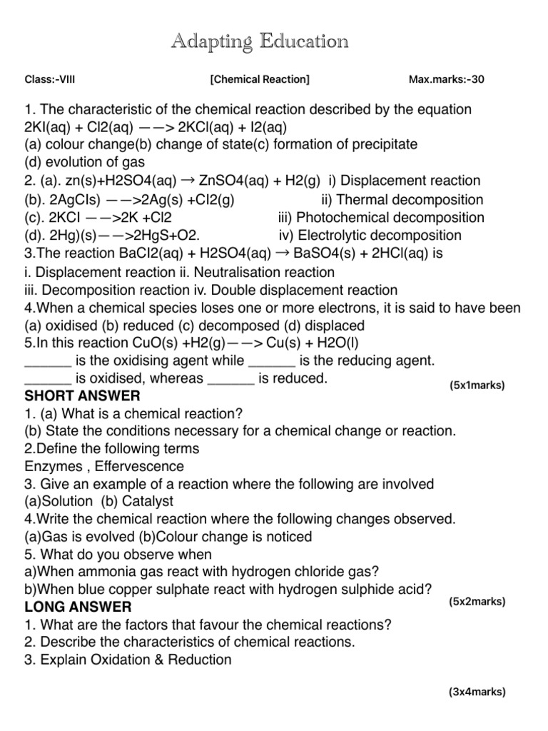 Chemical Reaction | PDF