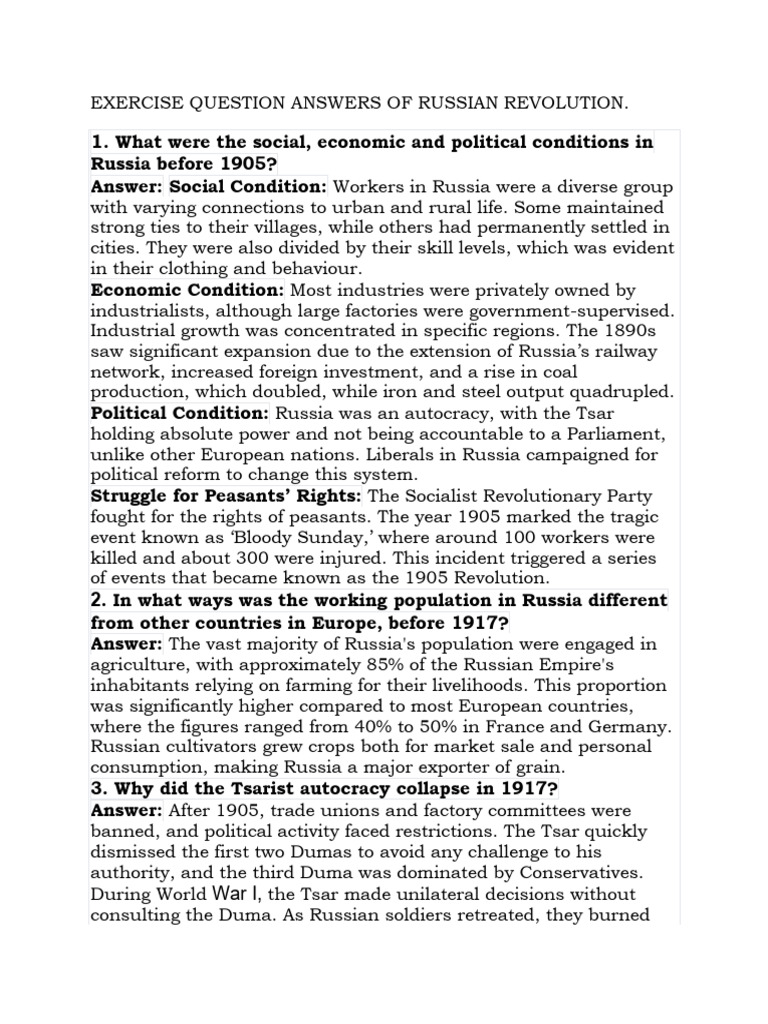 Pre-1905 Russia: Social, Economic, Political | PDF | Russian Revolution ...