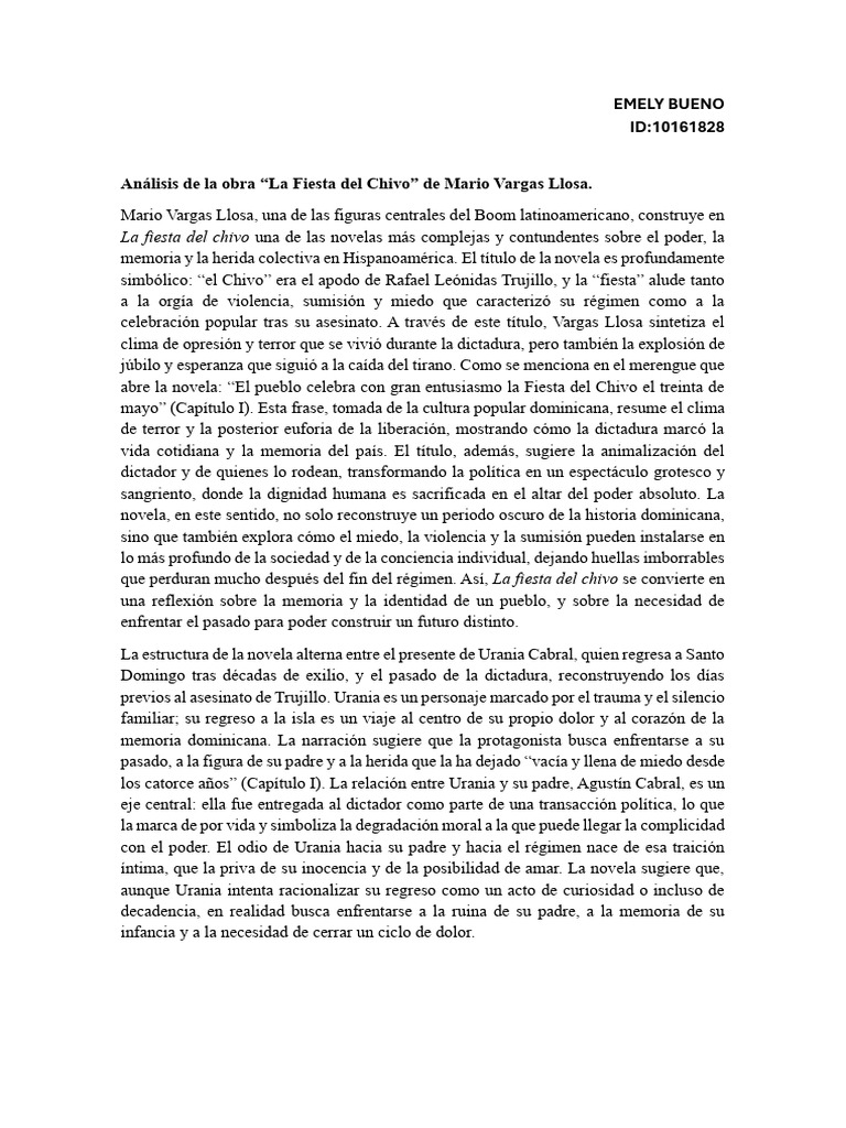 Análisis de "La Fiesta del Chivo" | PDF