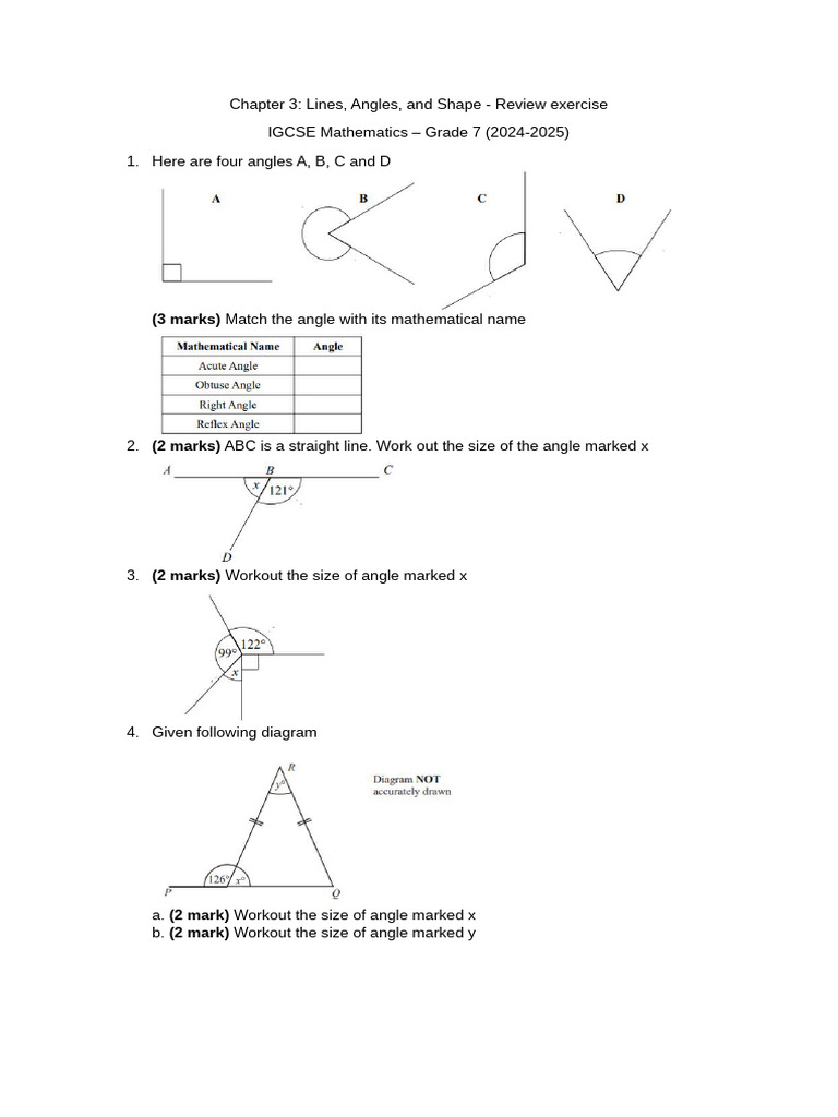Chapter 3 Review Exercise | PDF