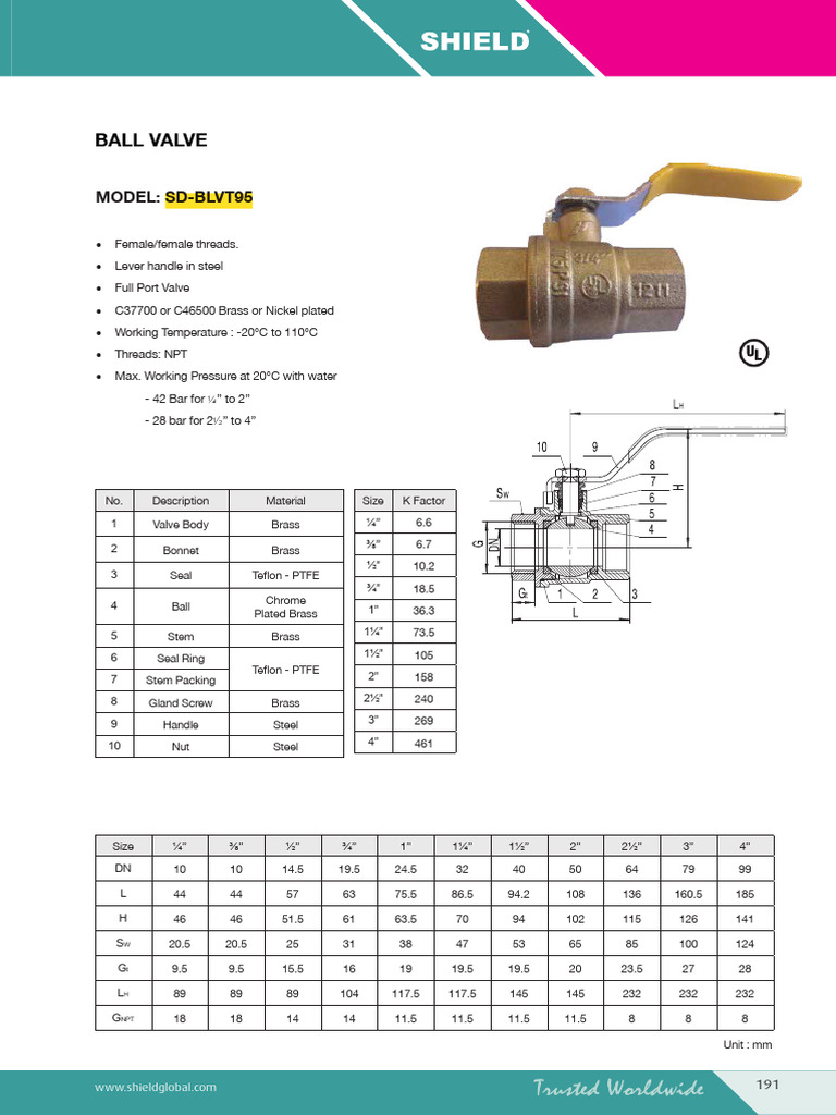 Shield Valves Ball Valve Catalogue | PDF | Valve | Hydraulics