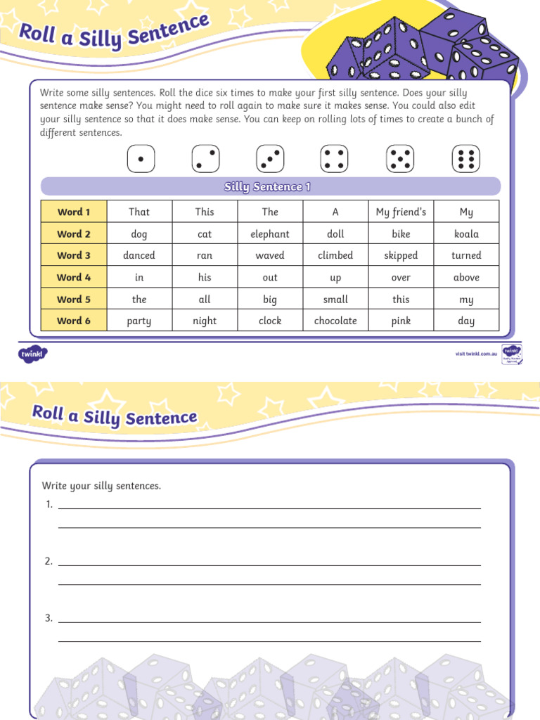 Create Silly Sentences Activity | PDF