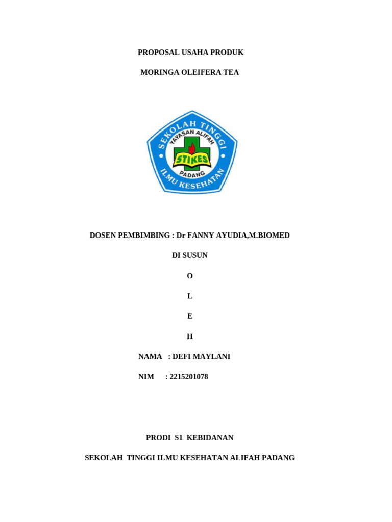 Proposal Usaha Moringa Oleifera Tea | PDF