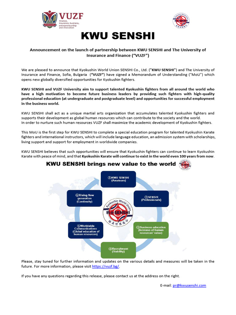Cooperation With VUZF University KWU SENSHI | PDF