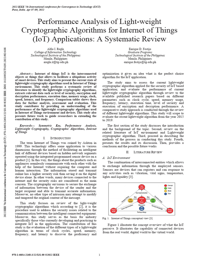 Performance Analysis of Light-Weight Cryptographic Algorithms For ...