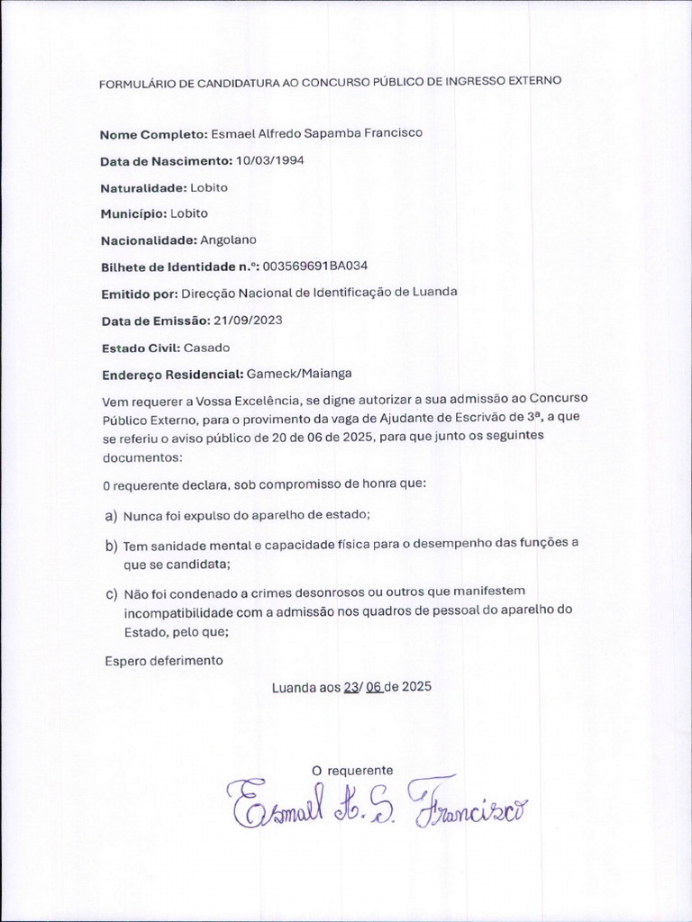 Formulário de Candidatura | PDF