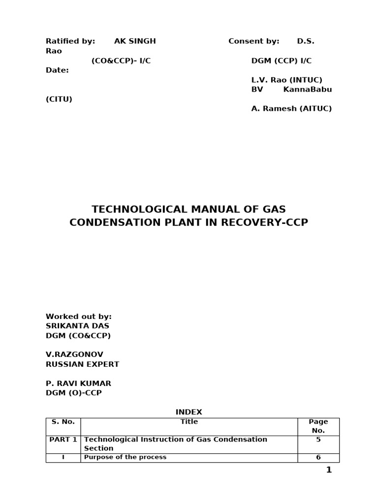 Gas Condensation Plant Manual | PDF | Coal | Coke (Fuel)