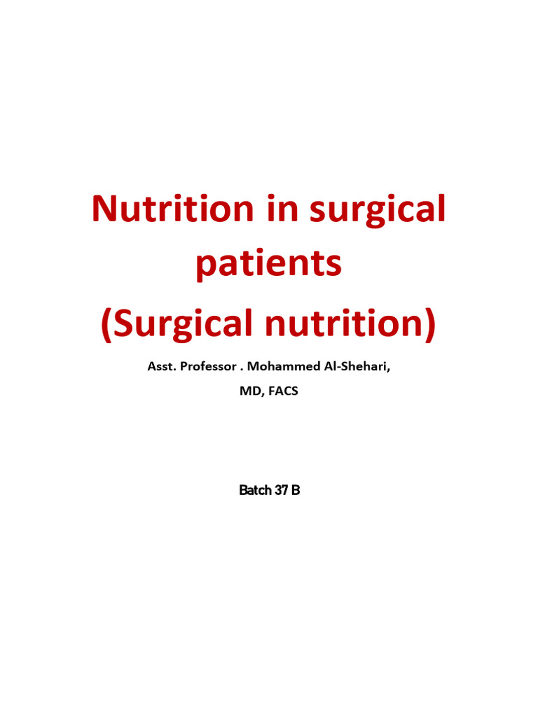 (3) Surgical Nutration (منظم) | PDF | Nutrition | Diet & Nutrition