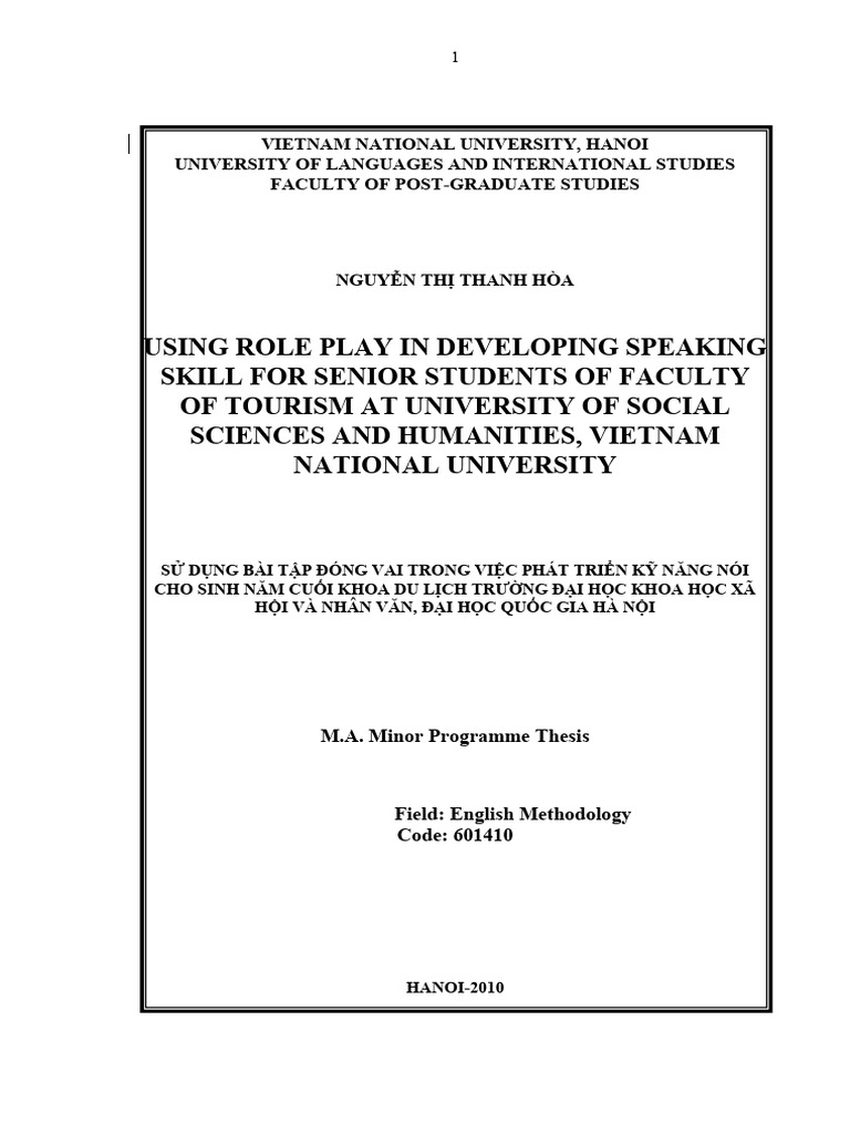 Using Role Play in Developing Speaking Skill For Senior Students of ...