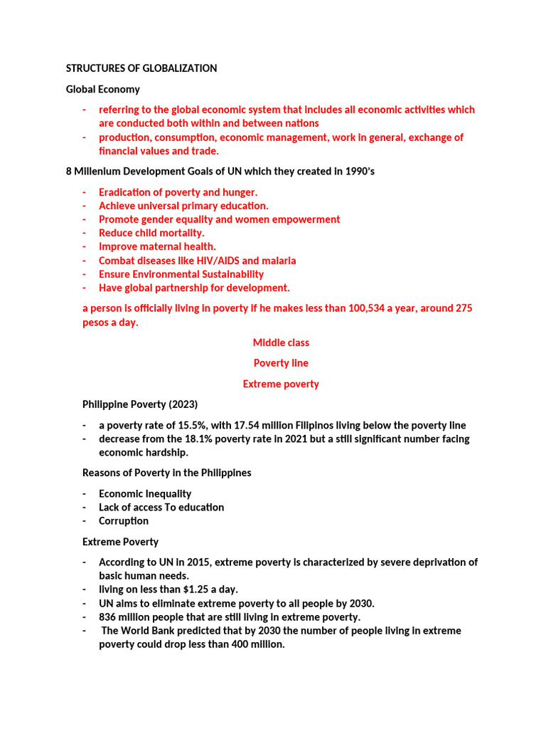 Structures of Globalization | PDF | Poverty | Poverty & Homelessness