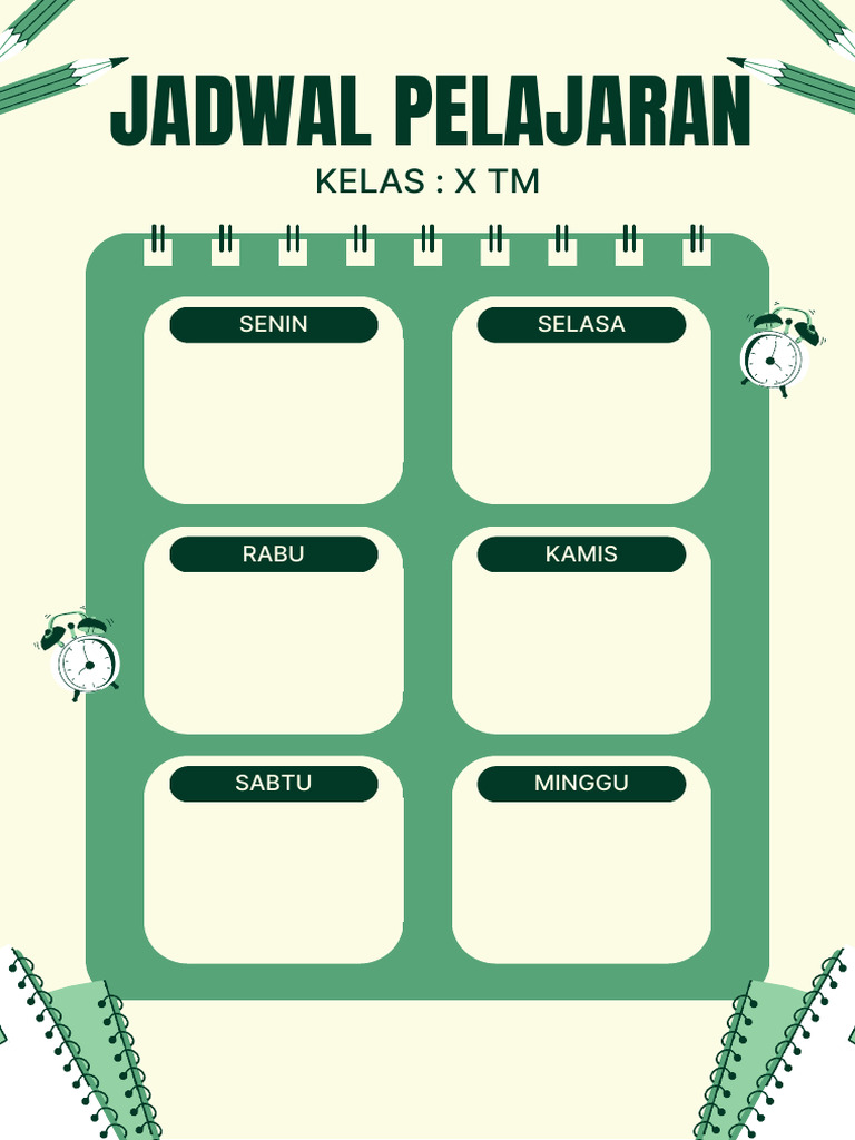 Hijau Ilustratif Jadwal Pelajaran Poster PDF | PDF
