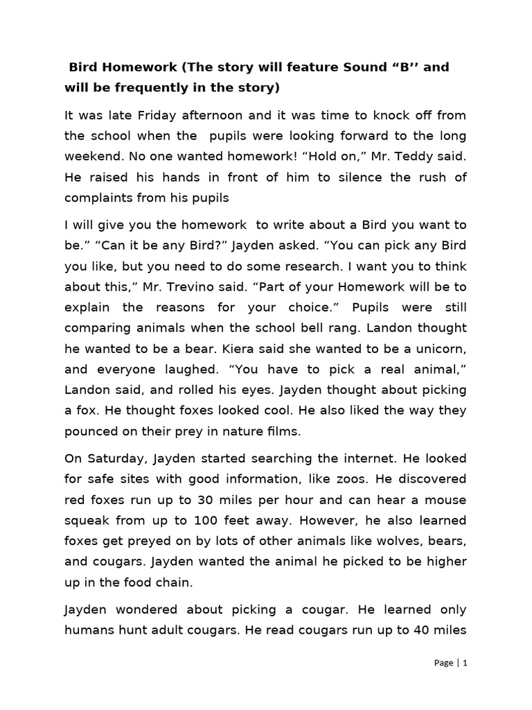 Jayden's Unique Bird Homework Choice | PDF | Zoology