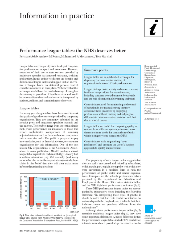 Adab 2002 Performance League Tables The NHS Deserves Better (Full Paper ...