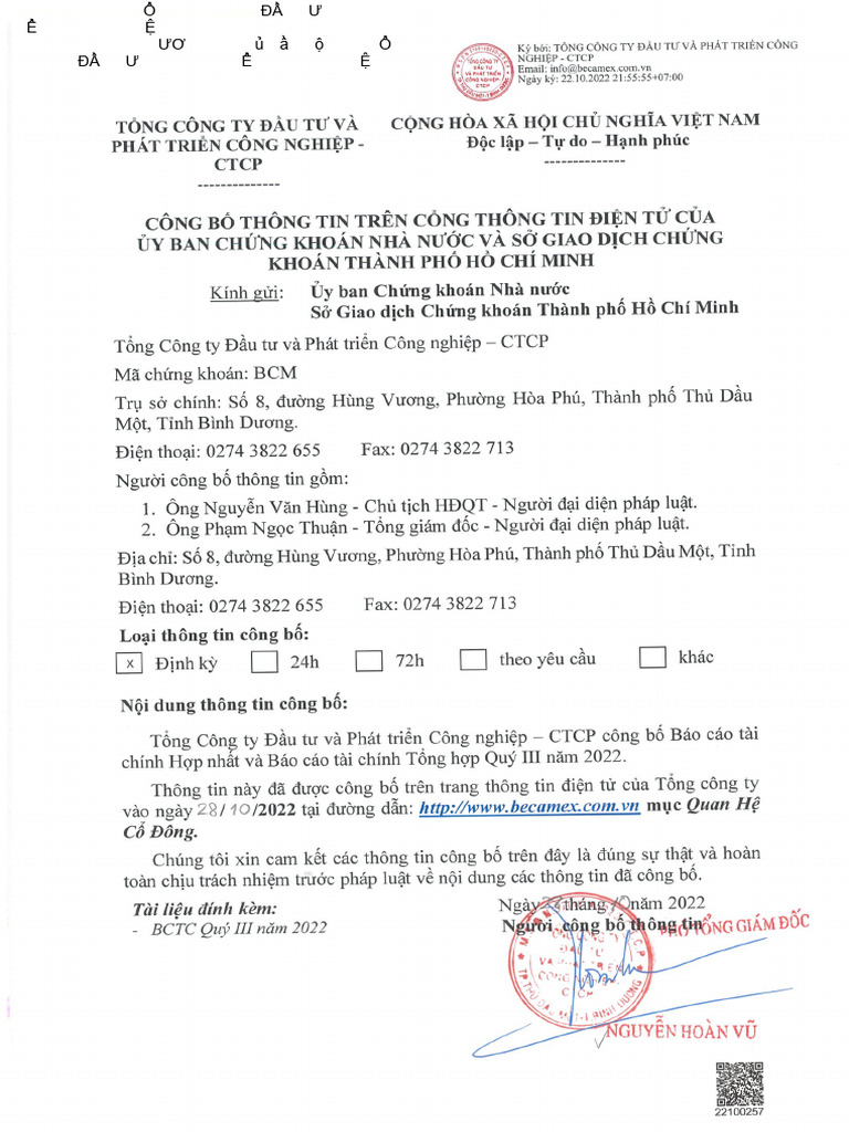 BCM - Cbtt-Bctc-Hop-Nhat-Quy-Iii-2022-Dk | PDF