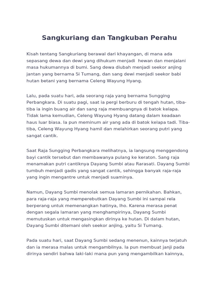 Kisah Sangkuriang dan Celeng Wayung Hyang | PDF