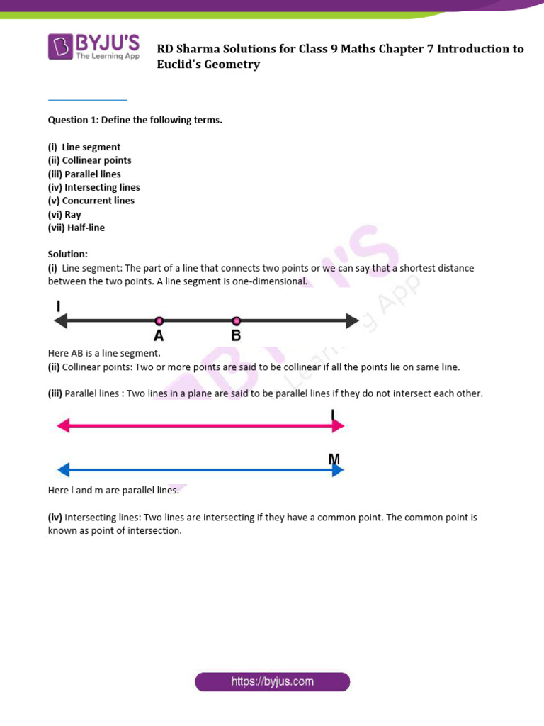 RD Sharma Solution Class 9 Maths Chapter 7 Introduction to Euclids ...