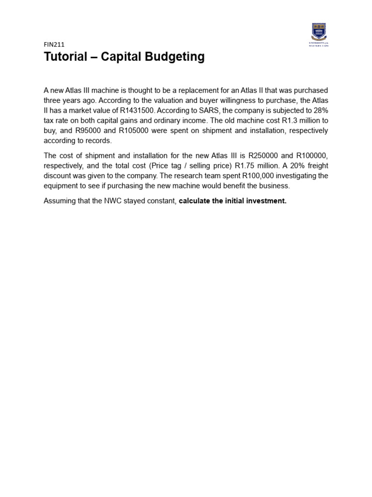 Tutorial Capital Budgeting II | PDF