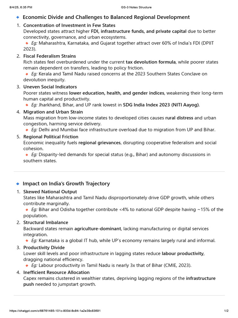 Economic Divide and Challenges To Balanced Regional Development | PDF ...