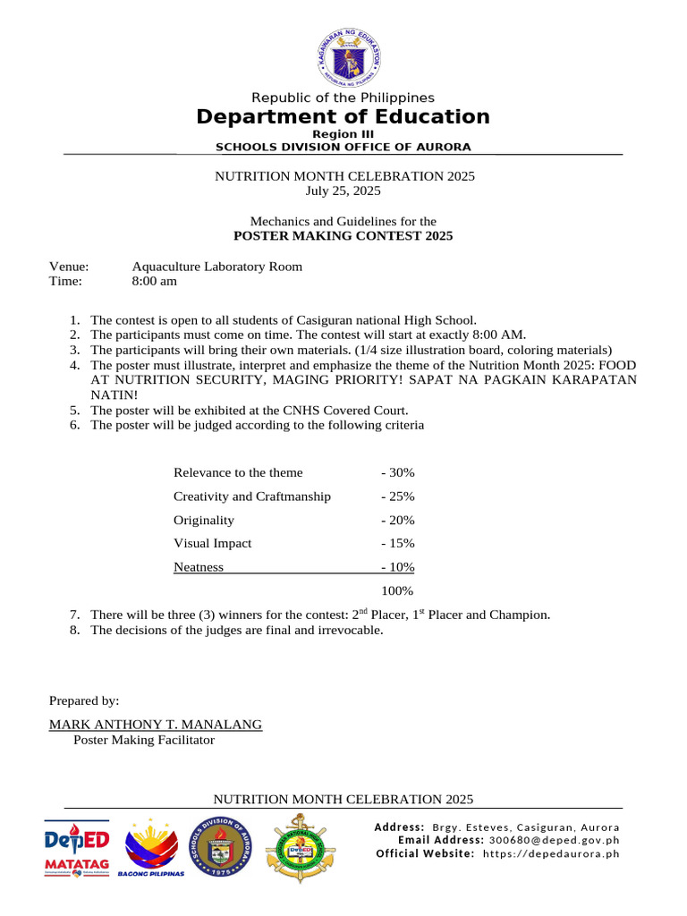 Poster Making Contest Mechanics and Guidelines | PDF | Chess | Chess Theory