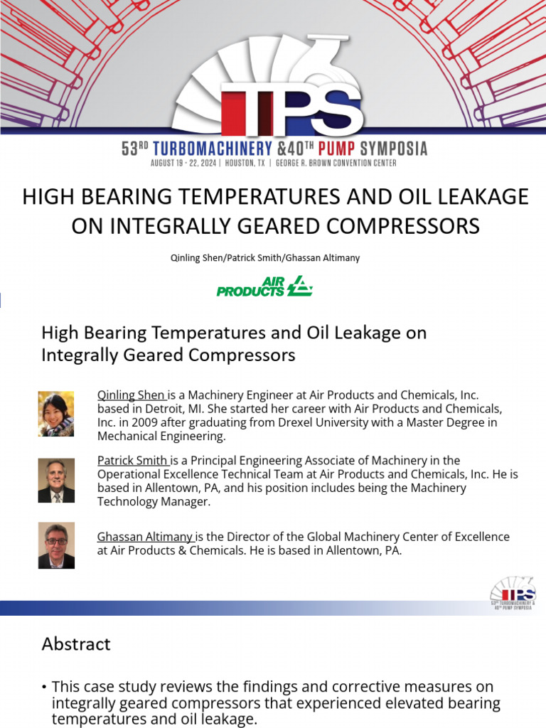 High Bearing Temperatures Geared Compressors | PDF | Leak | Bearing ...