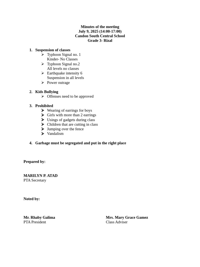 CSCS Minute of The Meeting (July 9, 2025) | PDF