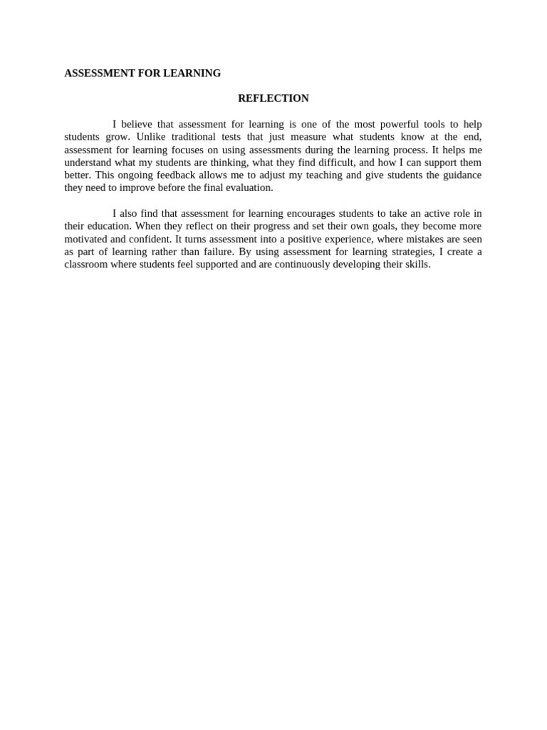 Effective Assessment for Learning Strategies | PDF
