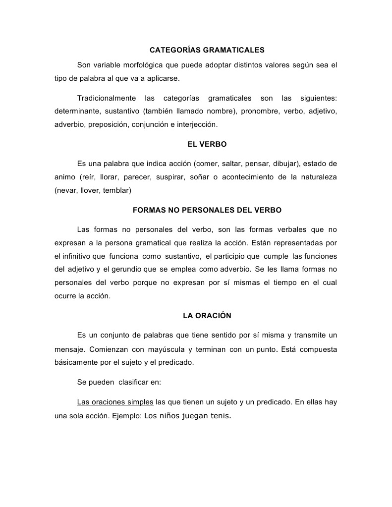 Categorías Gramaticales | PDF | Adjetivo | Verbo