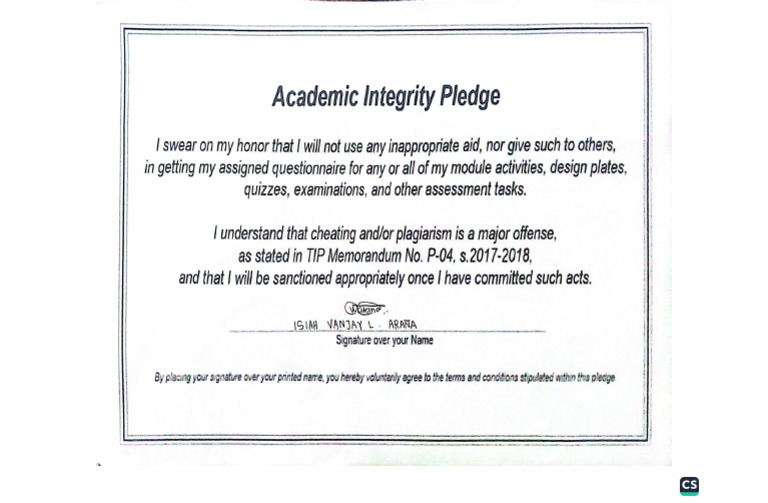 Ce022 - Ojt Academic Integrity Pledge - Araña, Isiahvanjay | PDF