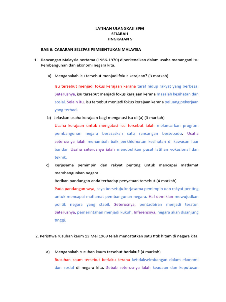 Latihan Ulangkaji SPM Bab 6 | PDF