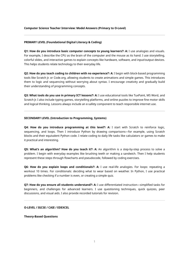 Computer Science Interview Qna | PDF | Computer Programming ...