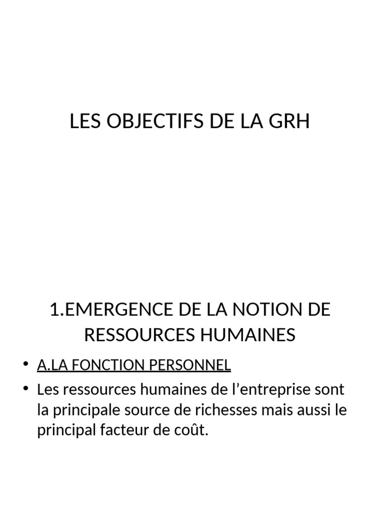 Les Objectifs de La GRH | PDF