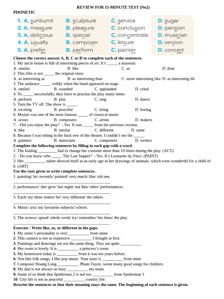 15-Minute Test Review Guide | PDF