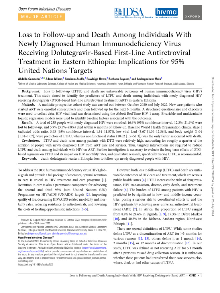 Abdella Gemechu Et Al., 2023 | PDF | Management Of Hiv/Aids | Hiv/Aids