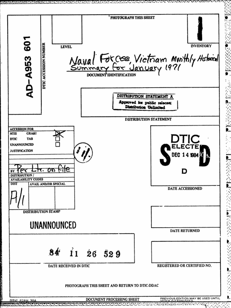 U.S. Naval Forces Vietnam Monthly Historical Summary Jan 1971 | PDF ...