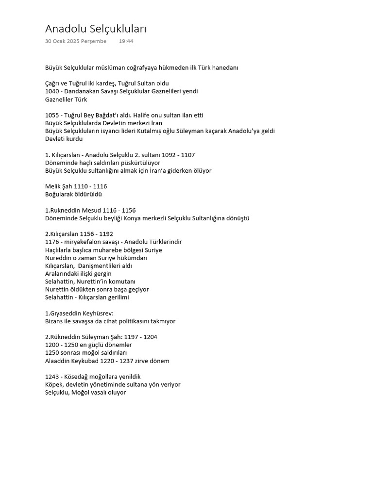 Anadolu Selçukluları | PDF